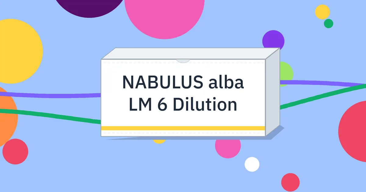 Symbolbild: Packung mit der Aufschrift NABULUS alba LM 6 Dilution (PZN 13615312) – Verfügbarkeit und Bezug in Apotheken in Frankfurt am Main
