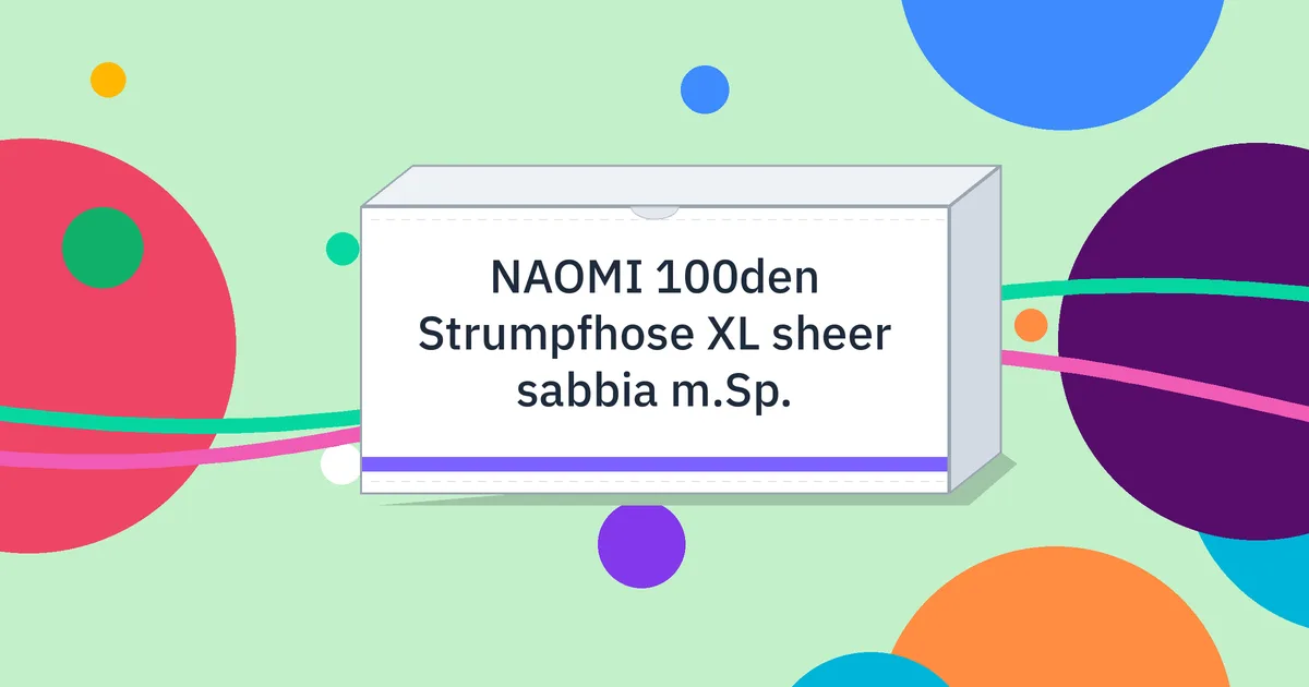 Symbolbild: Packung mit der Aufschrift NAOMI 100den Strumpfhose XL sheer sabbia m.Sp. (PZN 16177054) – Verfügbarkeit und Bezug in Apotheken in Frankfurt am Main