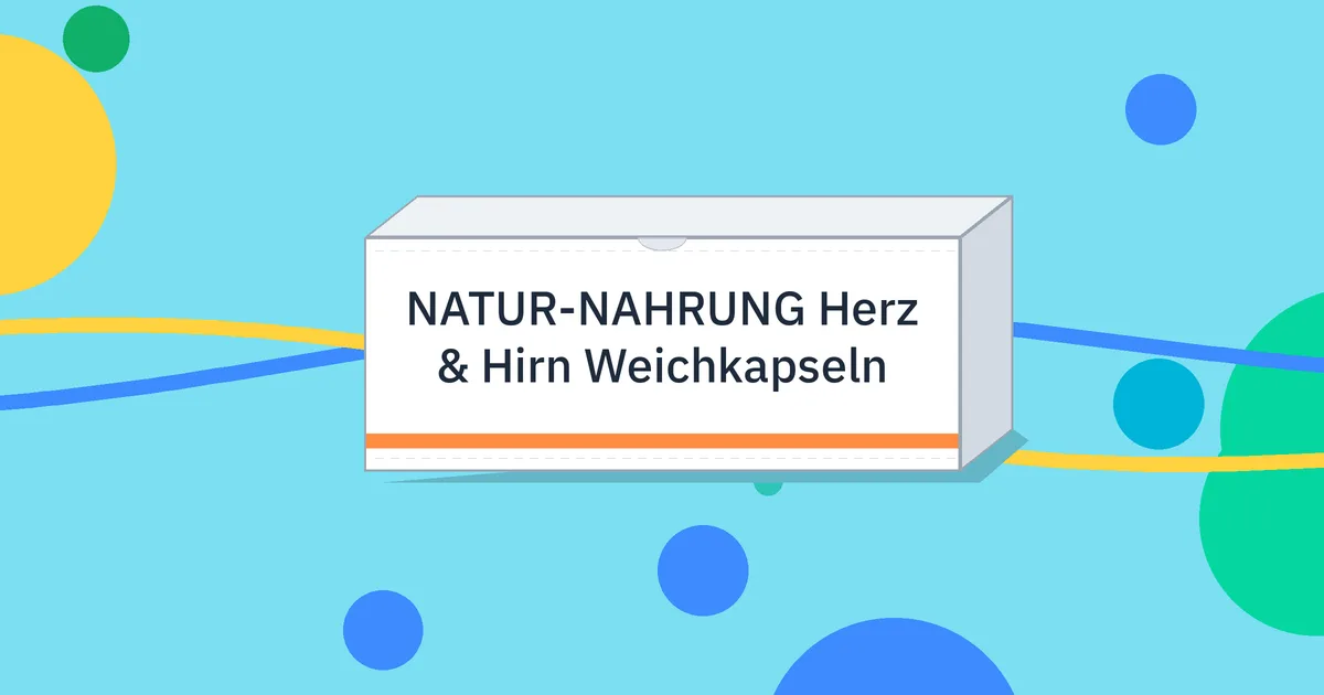 Symbolbild: Packung mit der Aufschrift NATUR-NAHRUNG Herz & Hirn Weichkapseln (PZN 20418753) – Verfügbarkeit und Bezug in Apotheken in Frankfurt am Main