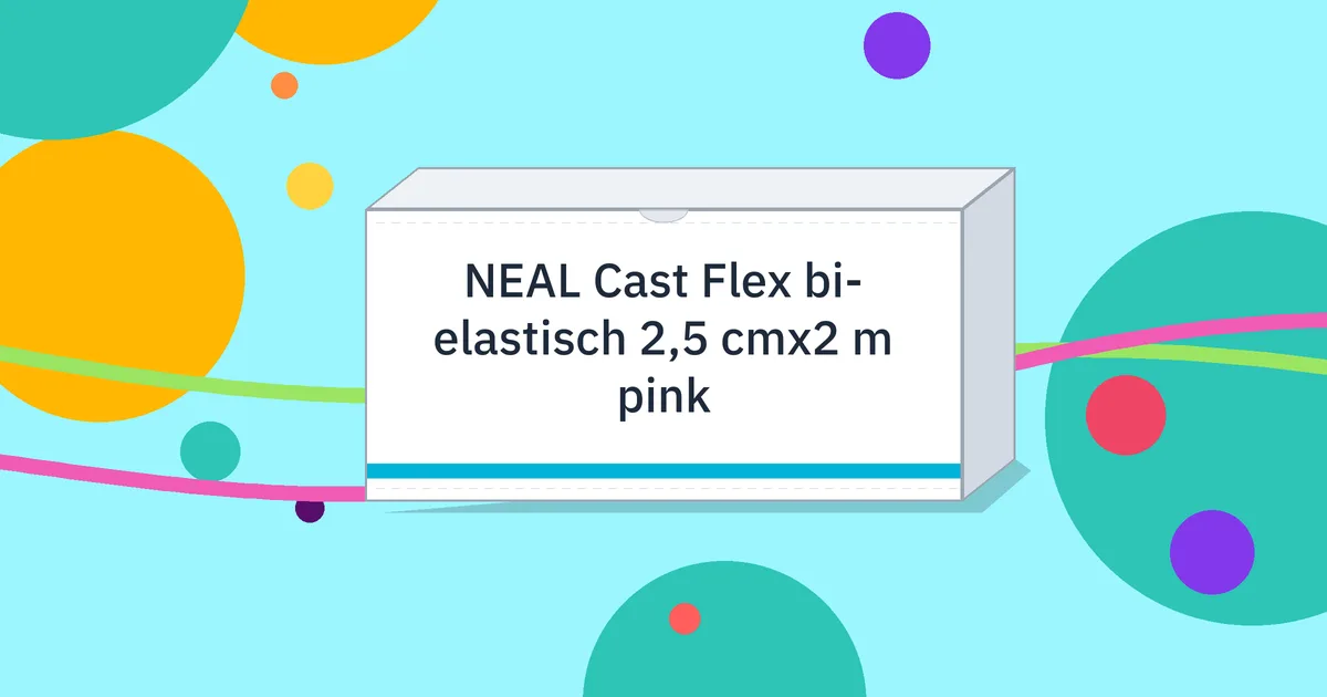Symbolbild: Packung mit der Aufschrift NEAL Cast Flex bi-elastisch 2,5 cmx2 m pink (PZN 19531013) – Verfügbarkeit und Bezug in Apotheken in Frankfurt am Main