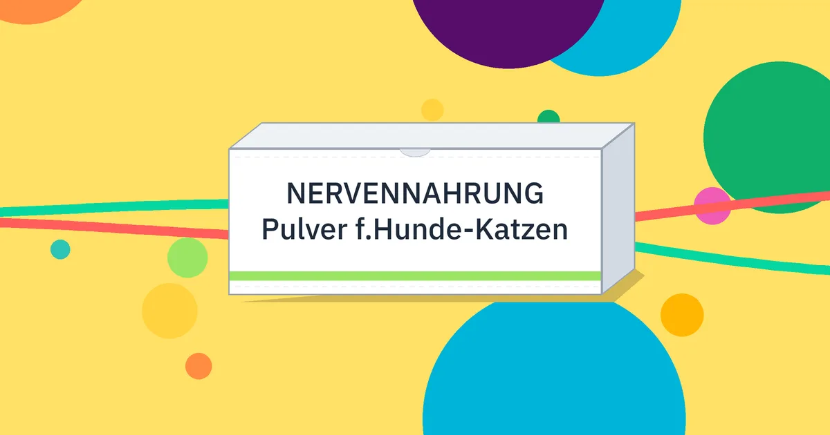 Symbolbild: Packung mit der Aufschrift NERVENNAHRUNG Pulver f.Hunde-Katzen (PZN 13967287) – Verfügbarkeit und Bezug in Apotheken in Frankfurt am Main