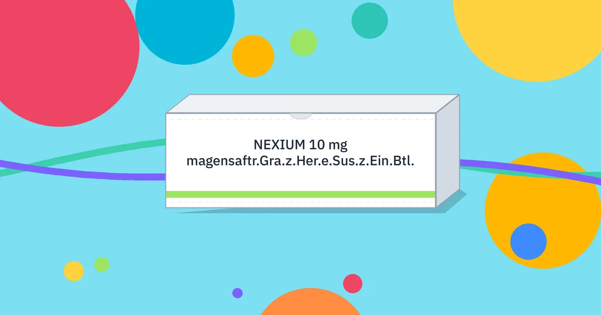 Symbolbild: Packung mit der Aufschrift NEXIUM 10 mg magensaftr.Gra.z.Her.e.Sus.z.Ein.Btl. (PZN 01743370) – Verfügbarkeit und Bezug in Apotheken in Frankfurt am Main