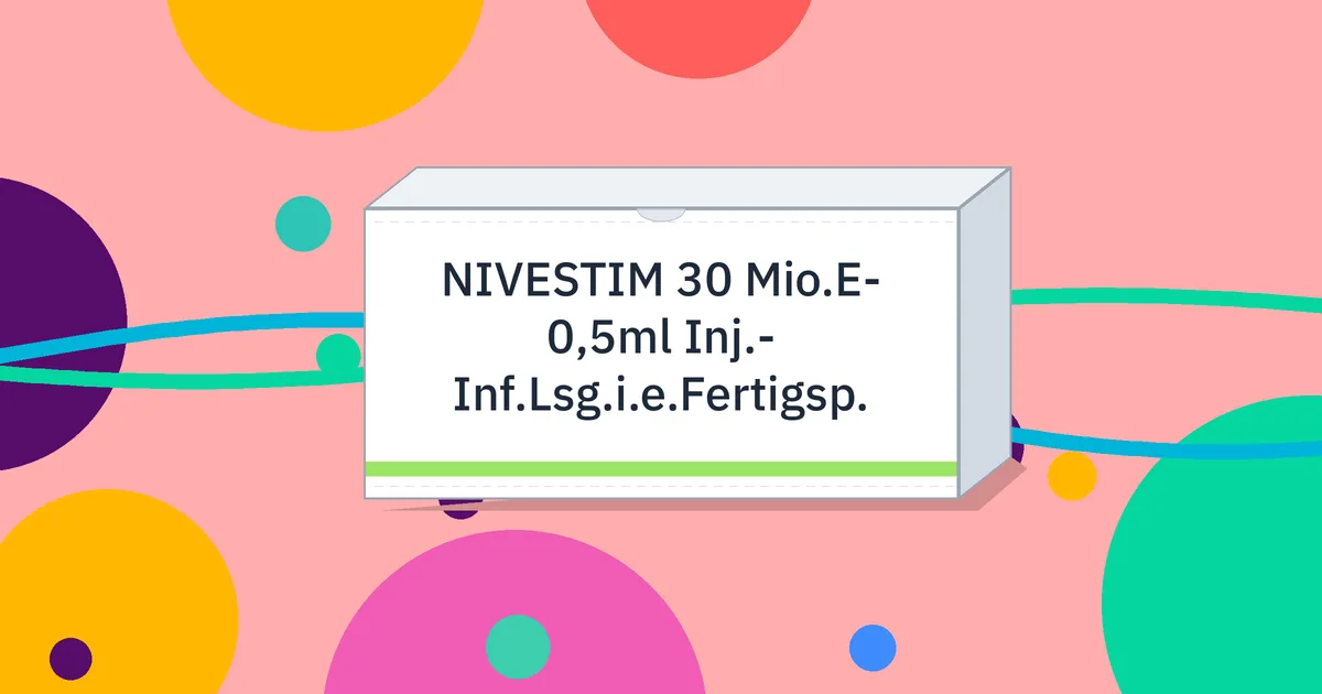 Symbolbild: Packung mit der Aufschrift NIVESTIM 30 Mio.E-0,5ml Inj.-Inf.Lsg.i.e.Fertigsp. (PZN 11084514) – Verfügbarkeit und Bezug in Apotheken in Frankfurt am Main
