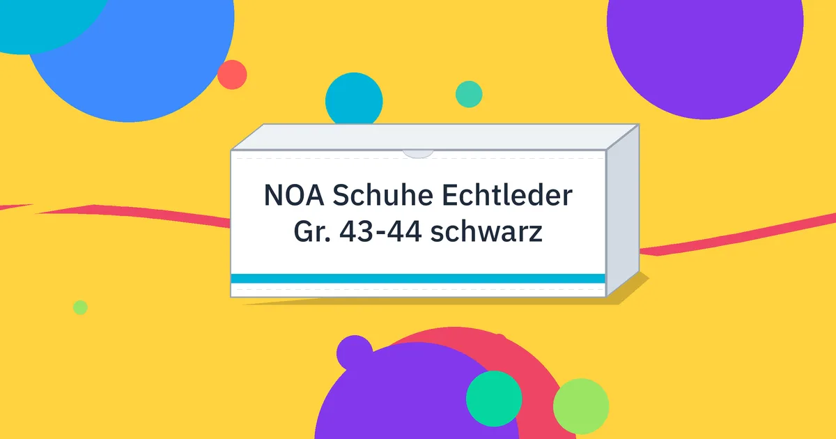 Symbolbild: Packung mit der Aufschrift NOA Schuhe Echtleder Gr. 43-44 schwarz (PZN 20342085) – Verfügbarkeit und Bezug in Apotheken in Frankfurt am Main