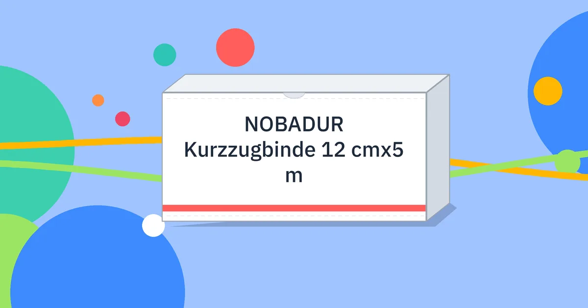 Symbolbild: Packung mit der Aufschrift NOBADUR Kurzzugbinde 12 cmx5 m (PZN 01410935) – Verfügbarkeit und Bezug in Apotheken in Frankfurt am Main