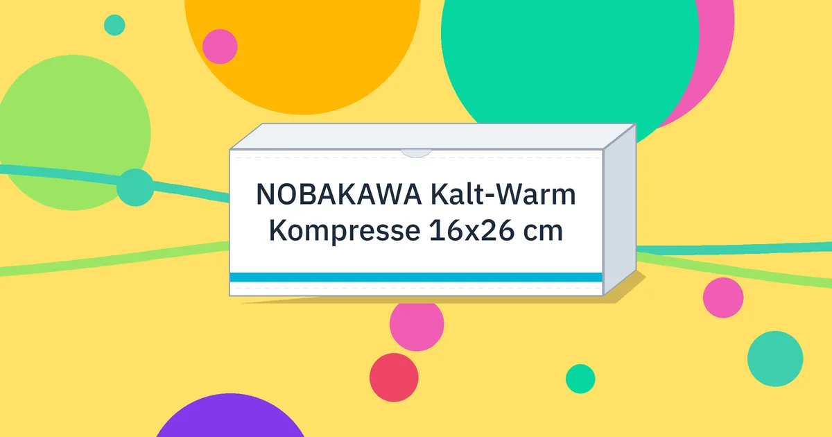 Symbolbild: Packung mit der Aufschrift NOBAKAWA Kalt-Warm Kompresse 16x26 cm (PZN 00611761) – Verfügbarkeit und Bezug in Apotheken in Frankfurt am Main