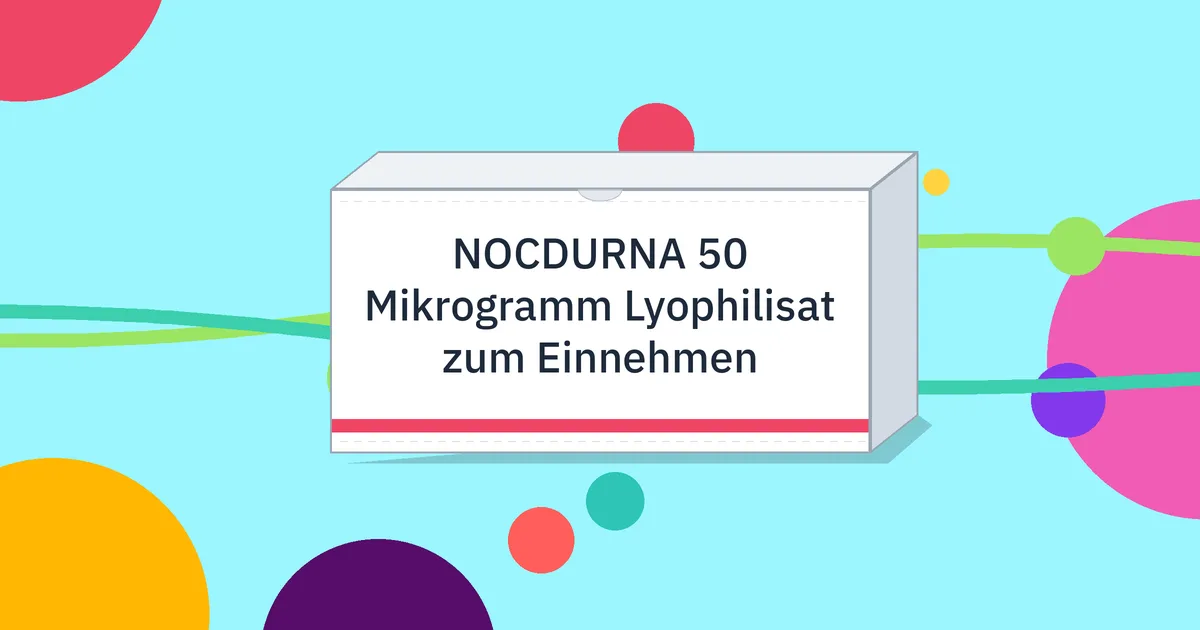 Symbolbild: Packung mit der Aufschrift NOCDURNA 50 Mikrogramm Lyophilisat zum Einnehmen (PZN 18677341) – Verfügbarkeit und Bezug in Apotheken in Frankfurt am Main