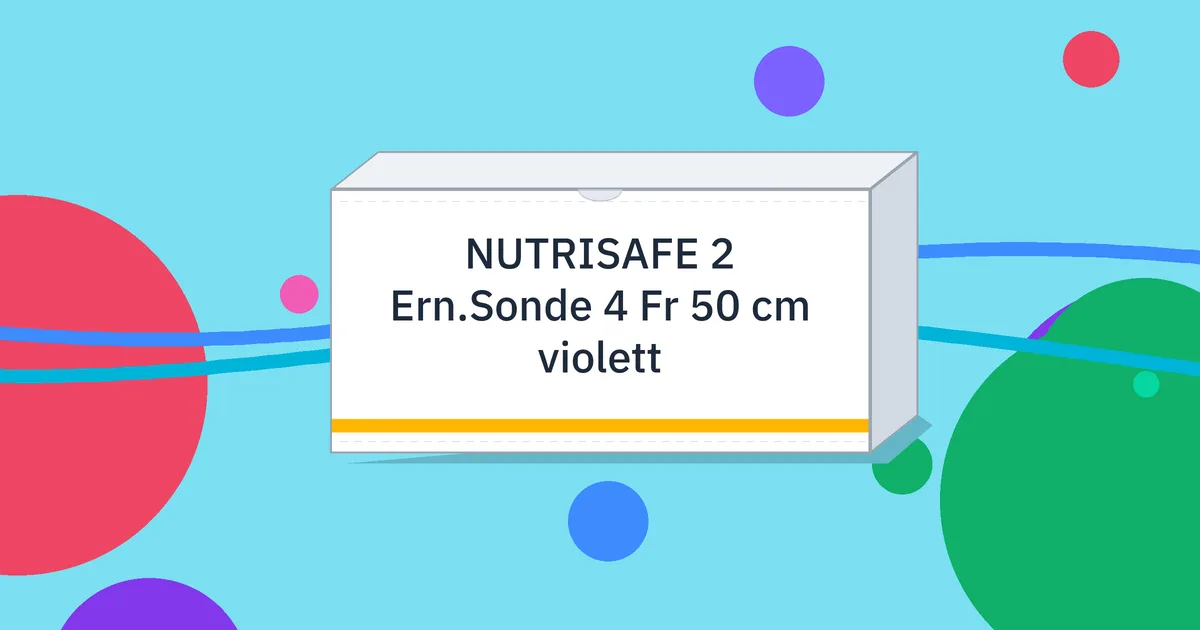 Symbolbild: Packung mit der Aufschrift NUTRISAFE 2 Ern.Sonde 4 Fr 50 cm violett (PZN 12907159) – Verfügbarkeit und Bezug in Apotheken in Frankfurt am Main
