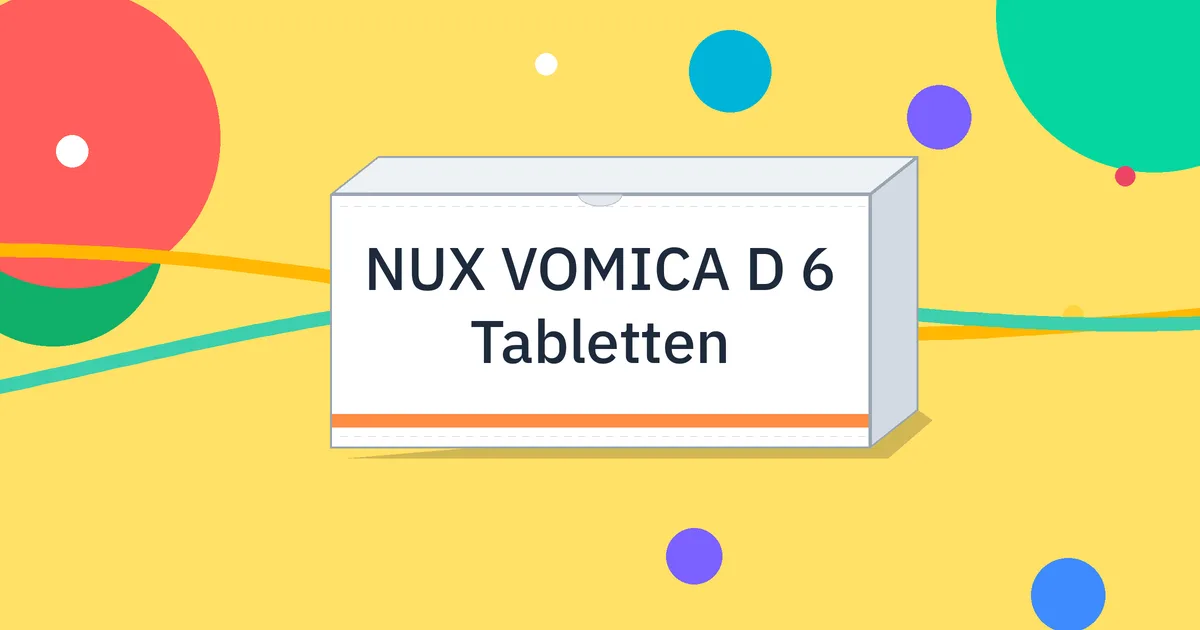 Symbolbild: Packung mit der Aufschrift NUX VOMICA D 6 Tabletten (PZN 01780804) – Verfügbarkeit und Bezug in Apotheken in Frankfurt am Main