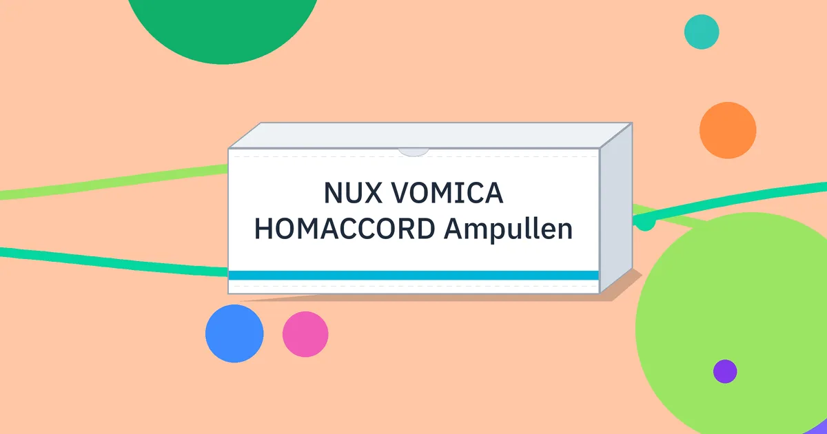 Symbolbild: Packung mit der Aufschrift NUX VOMICA HOMACCORD Ampullen (PZN 00735954) – Verfügbarkeit und Bezug in Apotheken in Frankfurt am Main