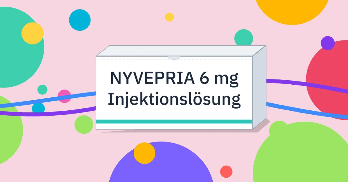 Symbolbild: Packung mit der Aufschrift NYVEPRIA 6 mg Injektionslösung (PZN 16945688) – Verfügbarkeit und Bezug in Apotheken in Frankfurt am Main