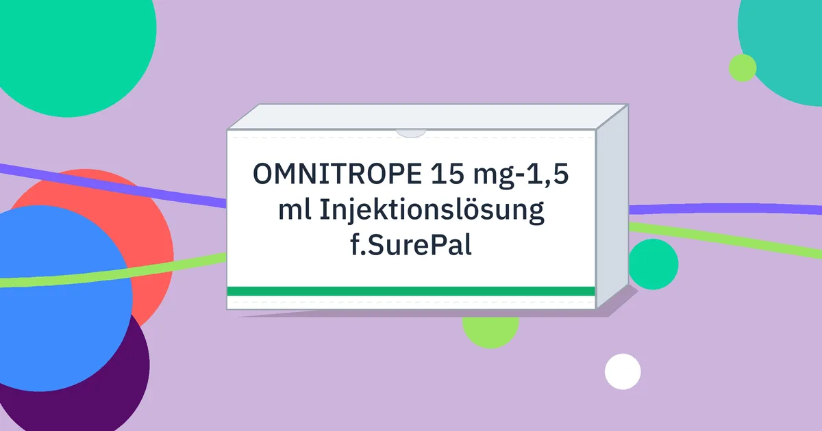 Symbolbild: Packung mit der Aufschrift OMNITROPE 15 mg-1,5 ml Injektionslösung f.SurePal (PZN 16897239) – Verfügbarkeit und Bezug in Apotheken in Frankfurt am Main
