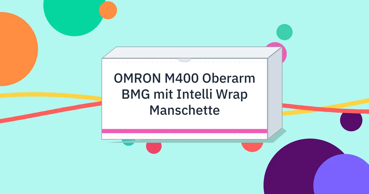 Symbolbild: Packung mit der Aufschrift OMRON M400 Oberarm BMG mit Intelli Wrap Manschette (PZN 11297167) – Verfügbarkeit und Bezug in Apotheken in Frankfurt am Main