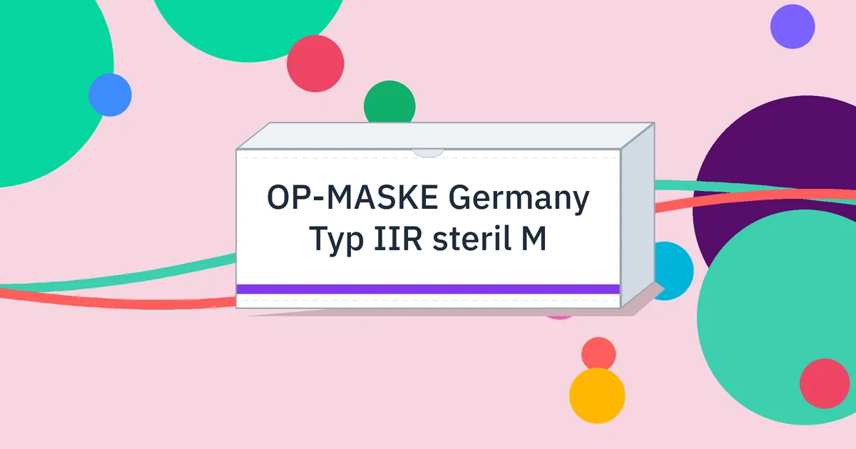Symbolbild: Packung mit der Aufschrift OP-MASKE Germany Typ IIR steril M (PZN 16841233) – Verfügbarkeit und Bezug in Apotheken in Frankfurt am Main