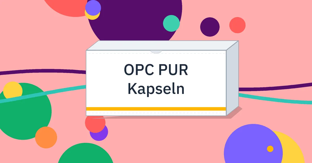 Symbolbild: Packung mit der Aufschrift OPC PUR Kapseln (PZN 14186818) – Verfügbarkeit und Bezug in Apotheken in Frankfurt am Main