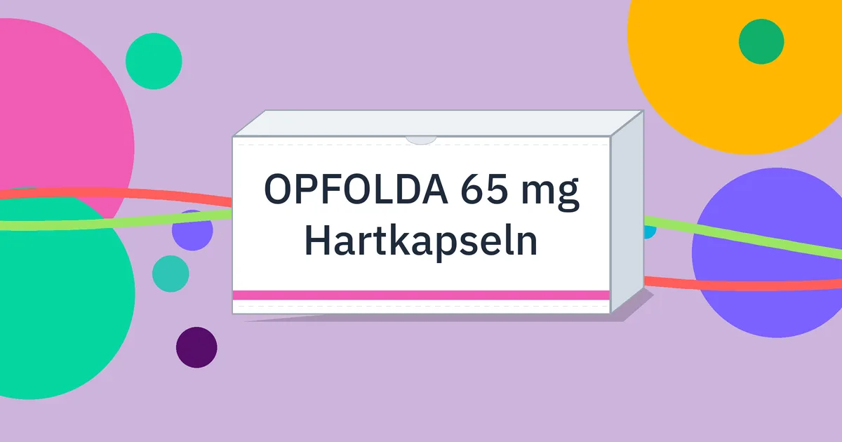 Symbolbild: Packung mit der Aufschrift OPFOLDA 65 mg Hartkapseln (PZN 18106489) – Verfügbarkeit und Bezug in Apotheken in Frankfurt am Main