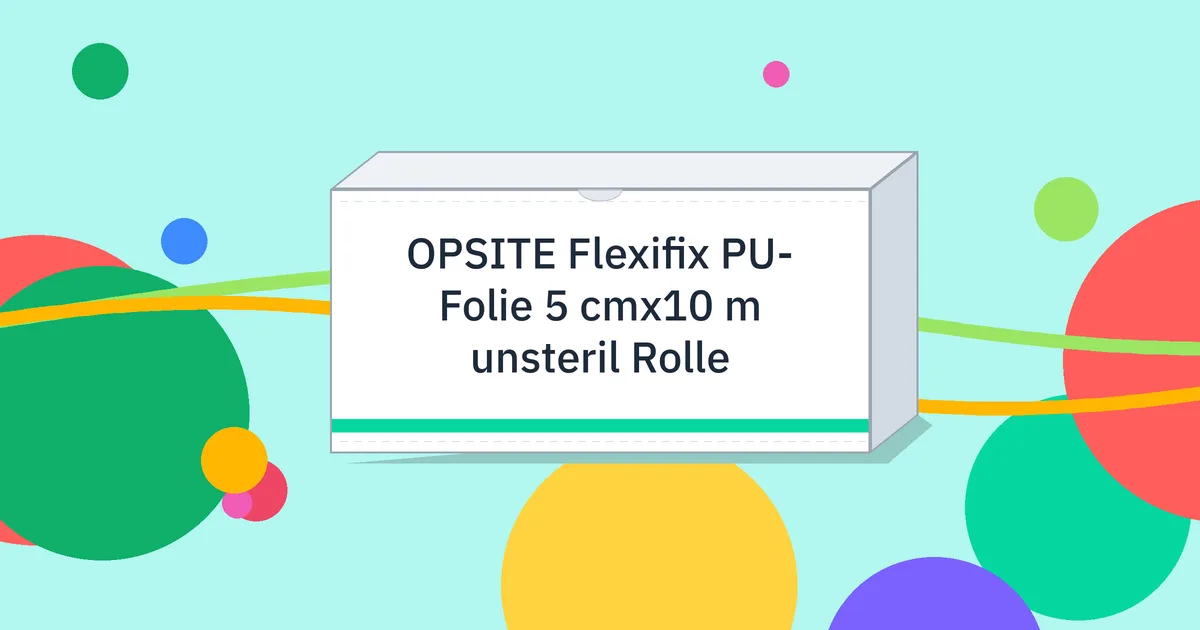 Symbolbild: Packung mit der Aufschrift OPSITE Flexifix PU-Folie 5 cmx10 m unsteril Rolle (PZN 09116342) – Verfügbarkeit und Bezug in Apotheken in Frankfurt am Main