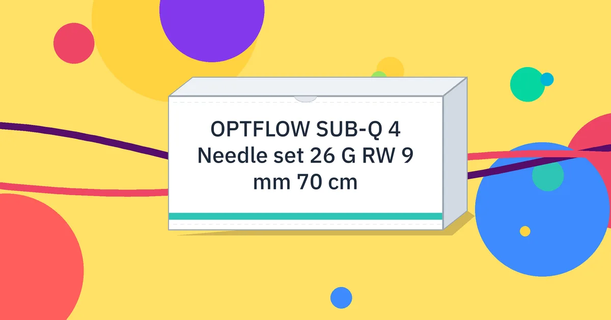 Symbolbild: Packung mit der Aufschrift OPTFLOW SUB-Q 4 Needle set 26 G RW 9 mm 70 cm (PZN 16801251) – Verfügbarkeit und Bezug in Apotheken in Frankfurt am Main