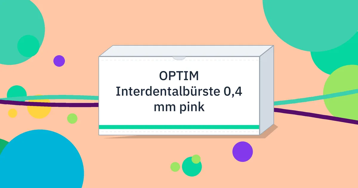 Symbolbild: Packung mit der Aufschrift OPTIM Interdentalbürste 0,4 mm pink (PZN 16237460) – Verfügbarkeit und Bezug in Apotheken in Frankfurt am Main