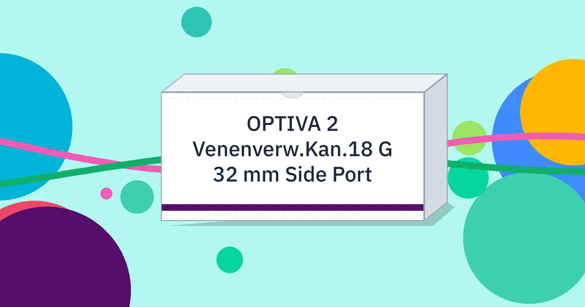 Symbolbild: Packung mit der Aufschrift OPTIVA 2 Venenverw.Kan.18 G 32 mm Side Port (PZN 00906516) – Verfügbarkeit und Bezug in Apotheken in Frankfurt am Main