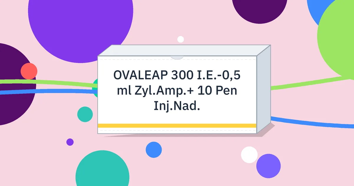 Symbolbild: Packung mit der Aufschrift OVALEAP 300 I.E.-0,5 ml Zyl.Amp.+ 10 Pen Inj.Nad. (PZN 19473764) – Verfügbarkeit und Bezug in Apotheken in Frankfurt am Main