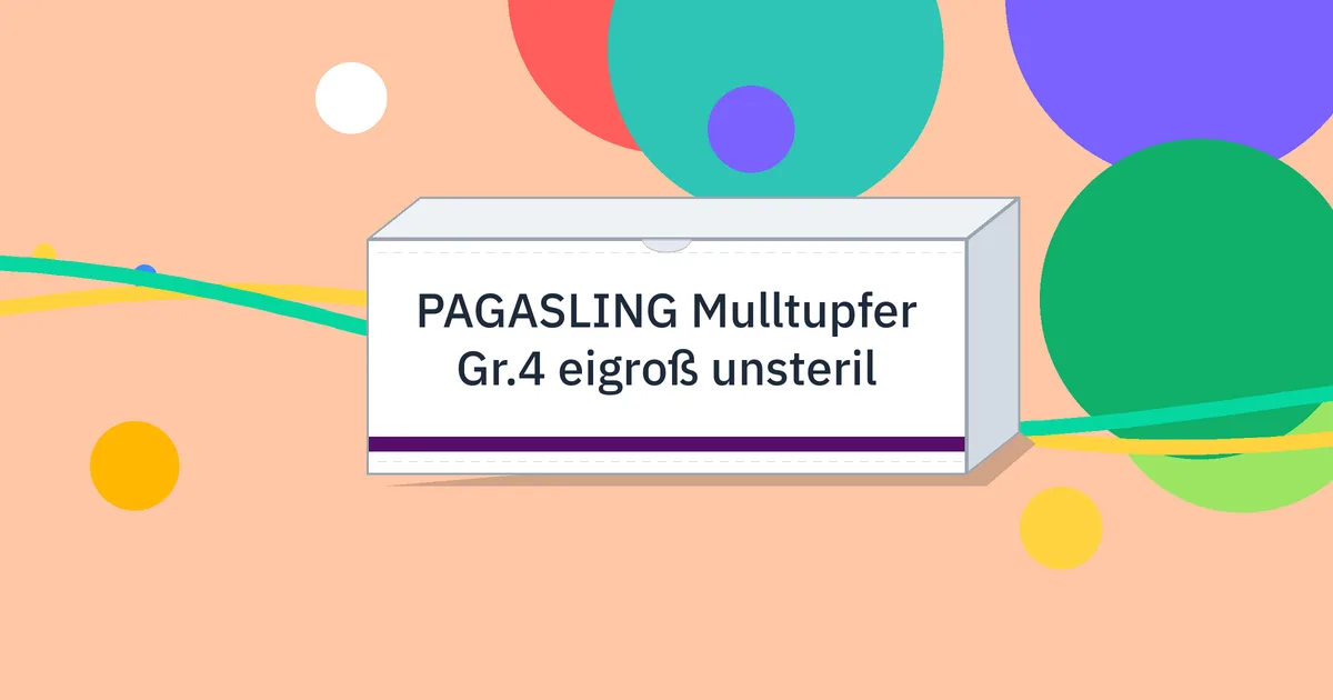 Symbolbild: Packung mit der Aufschrift PAGASLING Mulltupfer Gr.4 eigroß unsteril (PZN 16327602) – Verfügbarkeit und Bezug in Apotheken in Frankfurt am Main