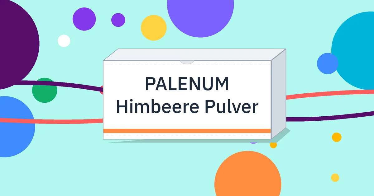 Symbolbild: Packung mit der Aufschrift PALENUM Himbeere Pulver (PZN 03926695) – Verfügbarkeit und Bezug in Apotheken in Frankfurt am Main