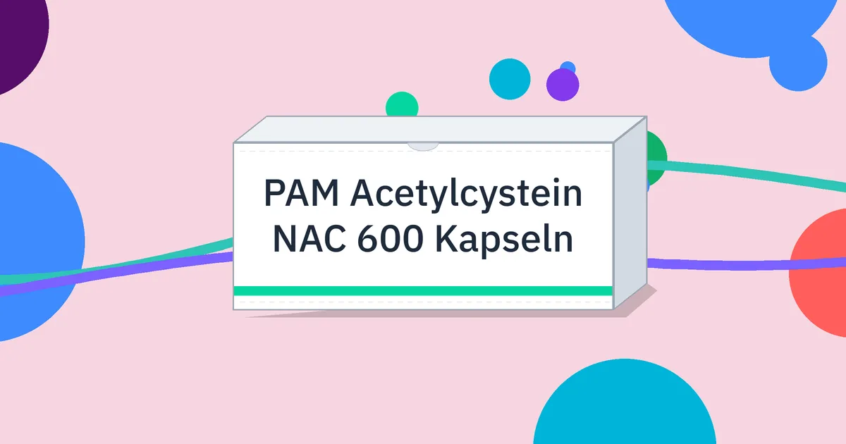 Symbolbild: Packung mit der Aufschrift PAM Acetylcystein NAC 600 Kapseln (PZN 20280355) – Verfügbarkeit und Bezug in Apotheken in Frankfurt am Main