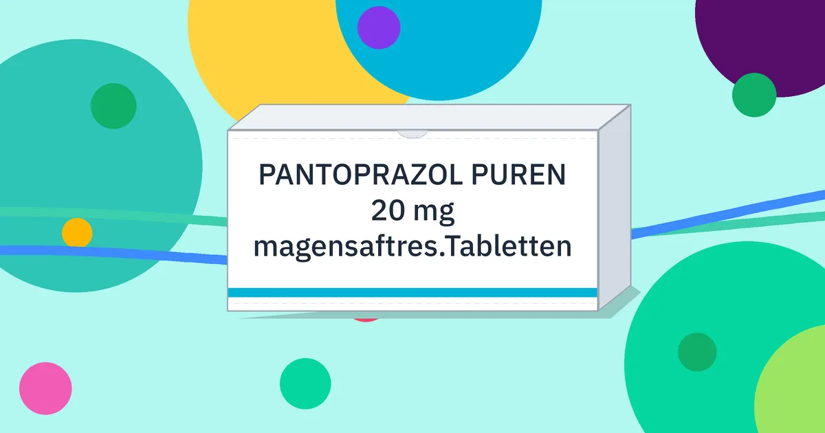 Symbolbild: Packung mit der Aufschrift PANTOPRAZOL PUREN 20 mg magensaftres.Tabletten (PZN 11357099) – Verfügbarkeit und Bezug in Apotheken in Frankfurt am Main