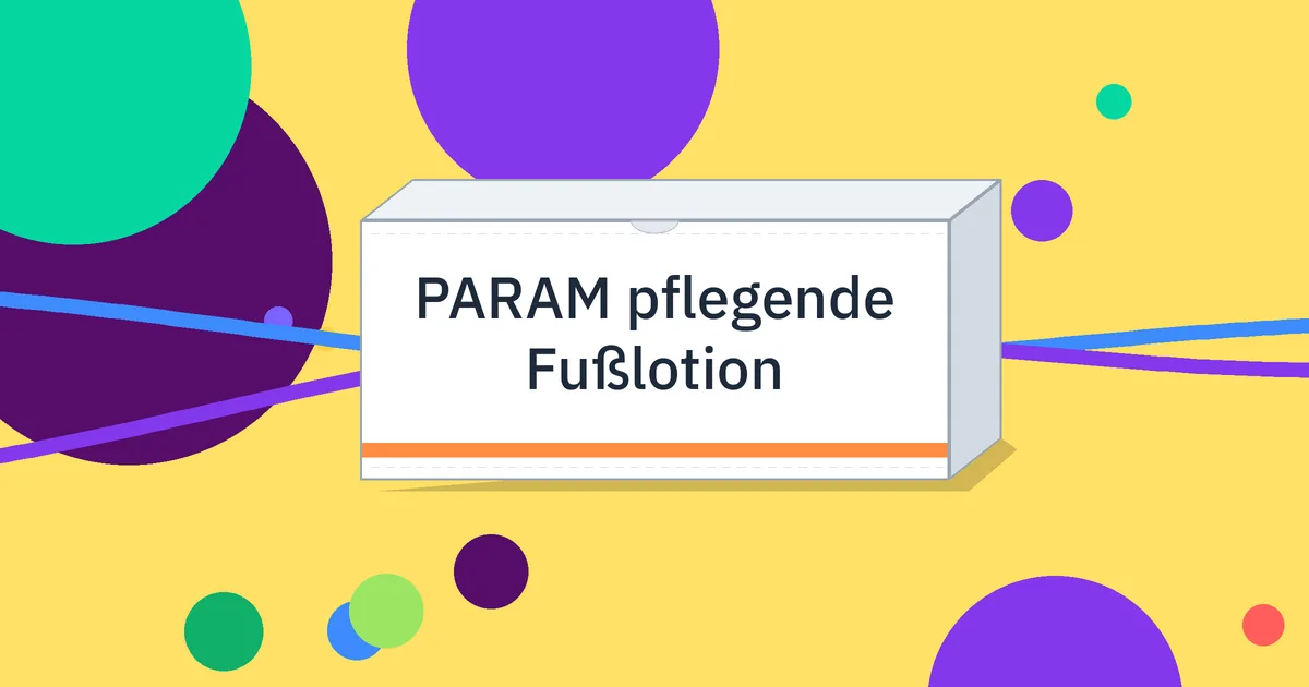 Symbolbild: Packung mit der Aufschrift PARAM pflegende Fußlotion (PZN 18371234) – Verfügbarkeit und Bezug in Apotheken in Frankfurt am Main