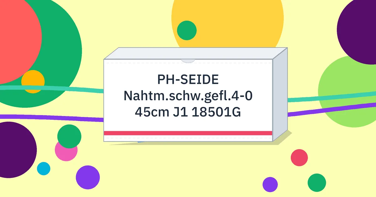 Symbolbild: Packung mit der Aufschrift PH-SEIDE Nahtm.schw.gefl.4-0 45cm J1 18501G (PZN 16806515) – Verfügbarkeit und Bezug in Apotheken in Frankfurt am Main