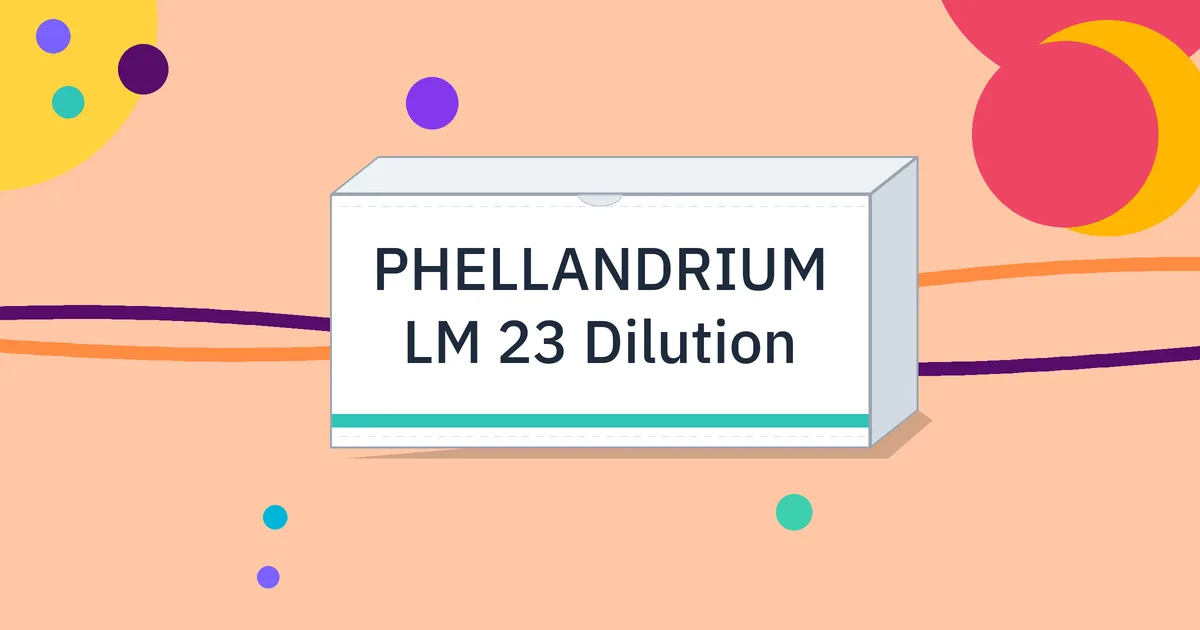 Symbolbild: Packung mit der Aufschrift PHELLANDRIUM LM 23 Dilution (PZN 13637555) – Verfügbarkeit und Bezug in Apotheken in Frankfurt am Main