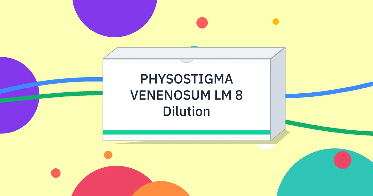 Symbolbild: Packung mit der Aufschrift PHYSOSTIGMA VENENOSUM LM 8 Dilution (PZN 13035282) – Verfügbarkeit und Bezug in Apotheken in Frankfurt am Main