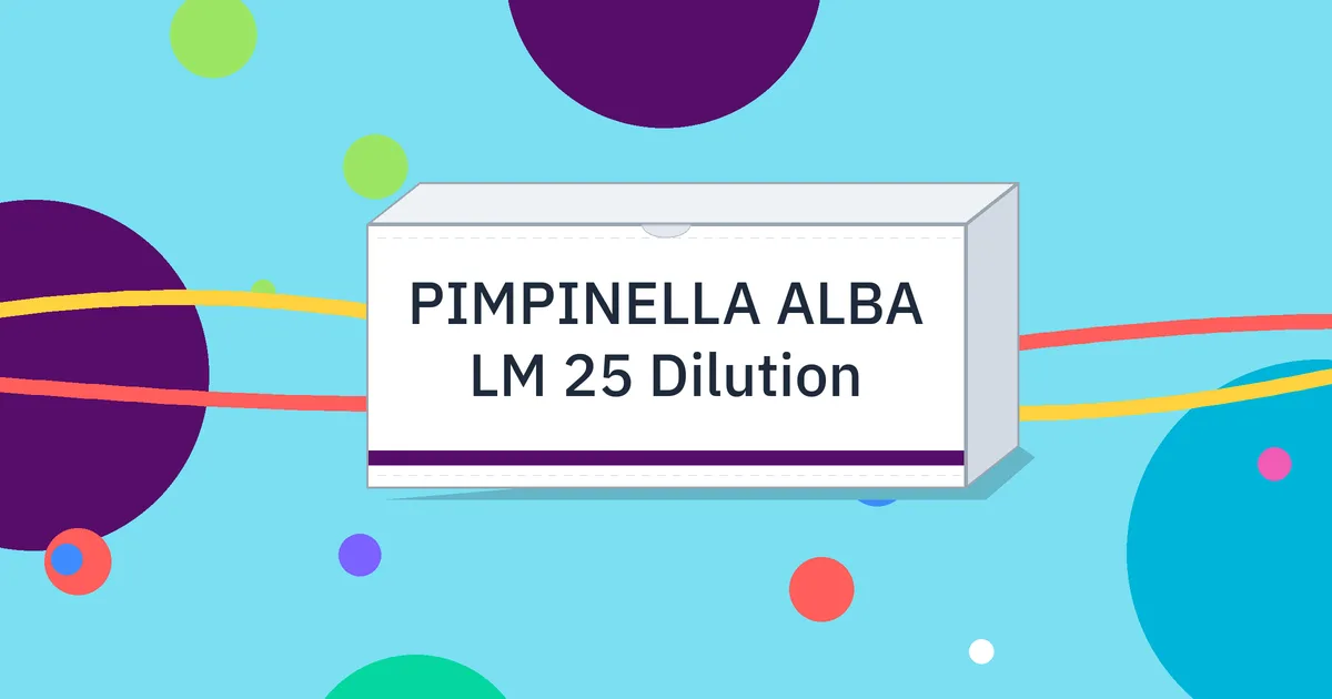 Symbolbild: Packung mit der Aufschrift PIMPINELLA ALBA LM 25 Dilution (PZN 13644035) – Verfügbarkeit und Bezug in Apotheken in Frankfurt am Main