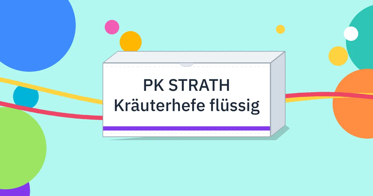Symbolbild: Packung mit der Aufschrift PK STRATH Kräuterhefe flüssig (PZN 07243786) – Verfügbarkeit und Bezug in Apotheken in Frankfurt am Main