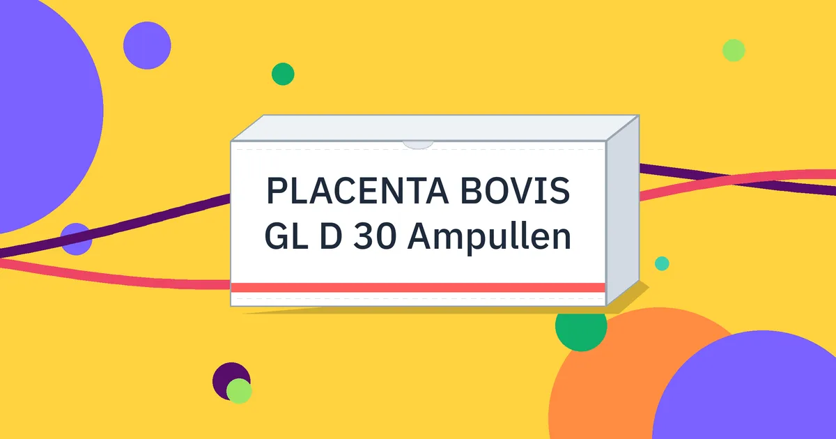 Symbolbild: Packung mit der Aufschrift PLACENTA BOVIS GL D 30 Ampullen (PZN 02948654) – Verfügbarkeit und Bezug in Apotheken in Frankfurt am Main