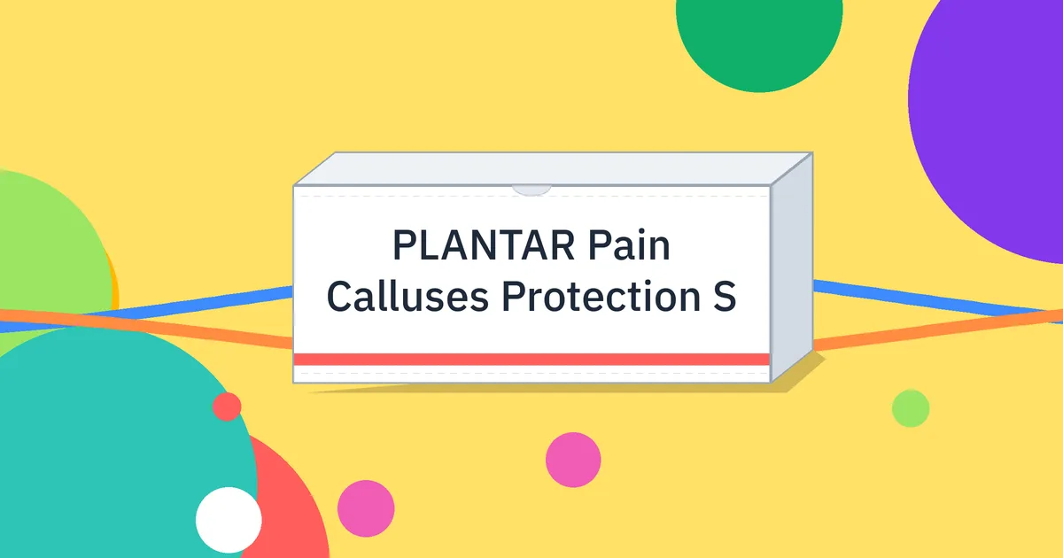 Symbolbild: Packung mit der Aufschrift PLANTAR Pain Calluses Protection S (PZN 19687904) – Verfügbarkeit und Bezug in Apotheken in Frankfurt am Main