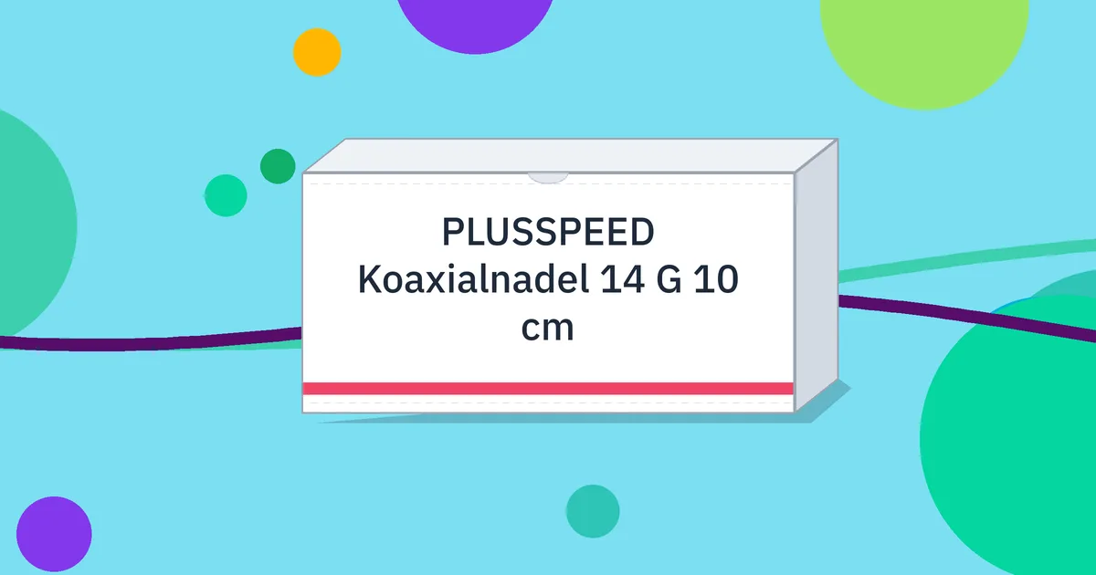 Symbolbild: Packung mit der Aufschrift PLUSSPEED Koaxialnadel 14 G 10 cm (PZN 05519215) – Verfügbarkeit und Bezug in Apotheken in Frankfurt am Main