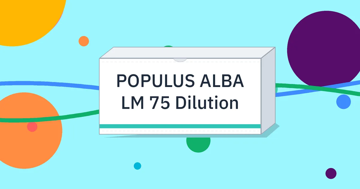 Symbolbild: Packung mit der Aufschrift POPULUS ALBA LM 75 Dilution (PZN 13664061) – Verfügbarkeit und Bezug in Apotheken in Frankfurt am Main