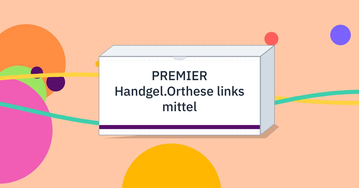 Symbolbild: Packung mit der Aufschrift PREMIER Handgel.Orthese links mittel (PZN 06643897) – Verfügbarkeit und Bezug in Apotheken in Frankfurt am Main