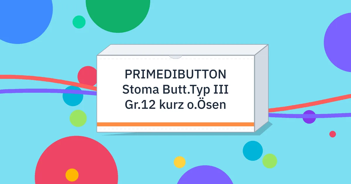 Symbolbild: Packung mit der Aufschrift PRIMEDIBUTTON Stoma Butt.Typ III Gr.12 kurz o.Ösen (PZN 10791706) – Verfügbarkeit und Bezug in Apotheken in Frankfurt am Main