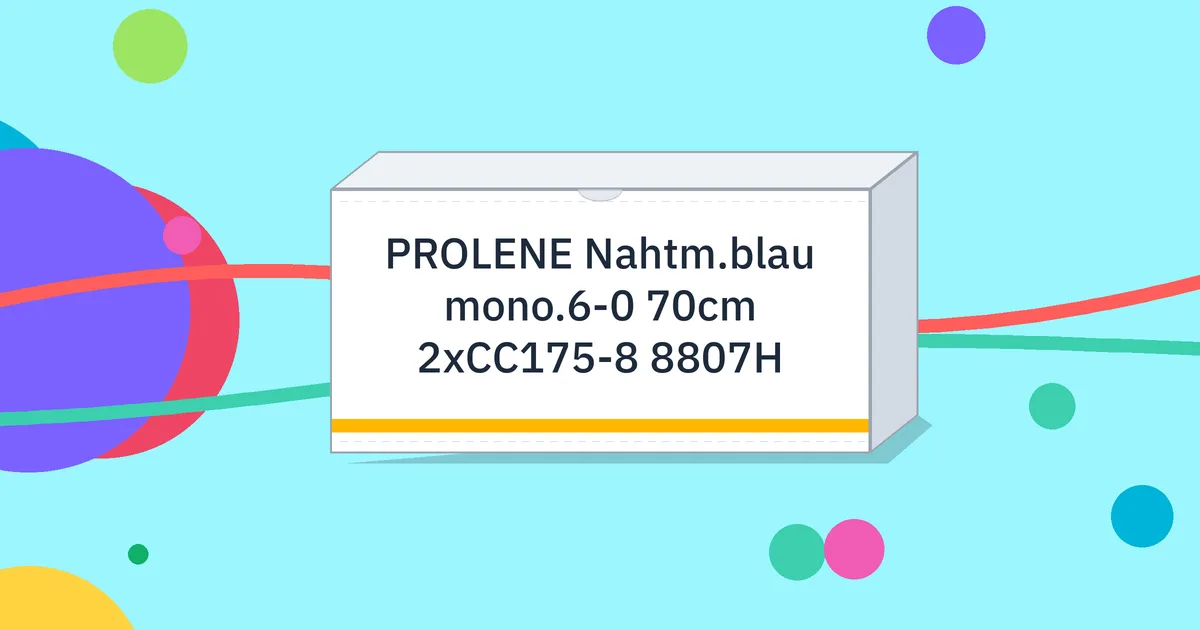 Symbolbild: Packung mit der Aufschrift PROLENE Nahtm.blau mono.6-0 70cm 2xCC175-8 8807H (PZN 20895499) – Verfügbarkeit und Bezug in Apotheken in Frankfurt am Main