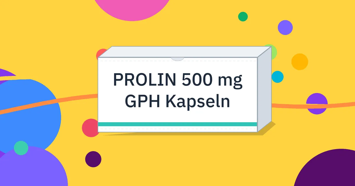 Symbolbild: Packung mit der Aufschrift PROLIN 500 mg GPH Kapseln (PZN 00128622) – Verfügbarkeit und Bezug in Apotheken in Frankfurt am Main