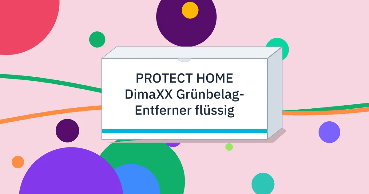 Symbolbild: Packung mit der Aufschrift PROTECT HOME DimaXX Grünbelag-Entferner flüssig (PZN 14361960) – Verfügbarkeit und Bezug in Apotheken in Frankfurt am Main