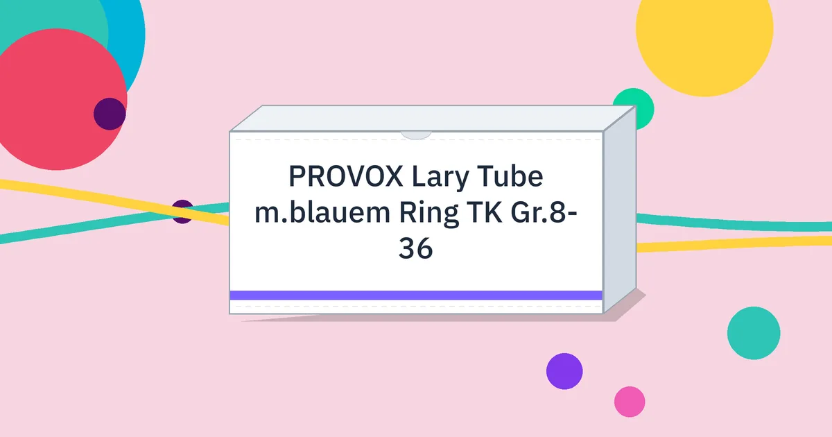 Symbolbild: Packung mit der Aufschrift PROVOX Lary Tube m.blauem Ring TK Gr.8-36 (PZN 02397065) – Verfügbarkeit und Bezug in Apotheken in Frankfurt am Main