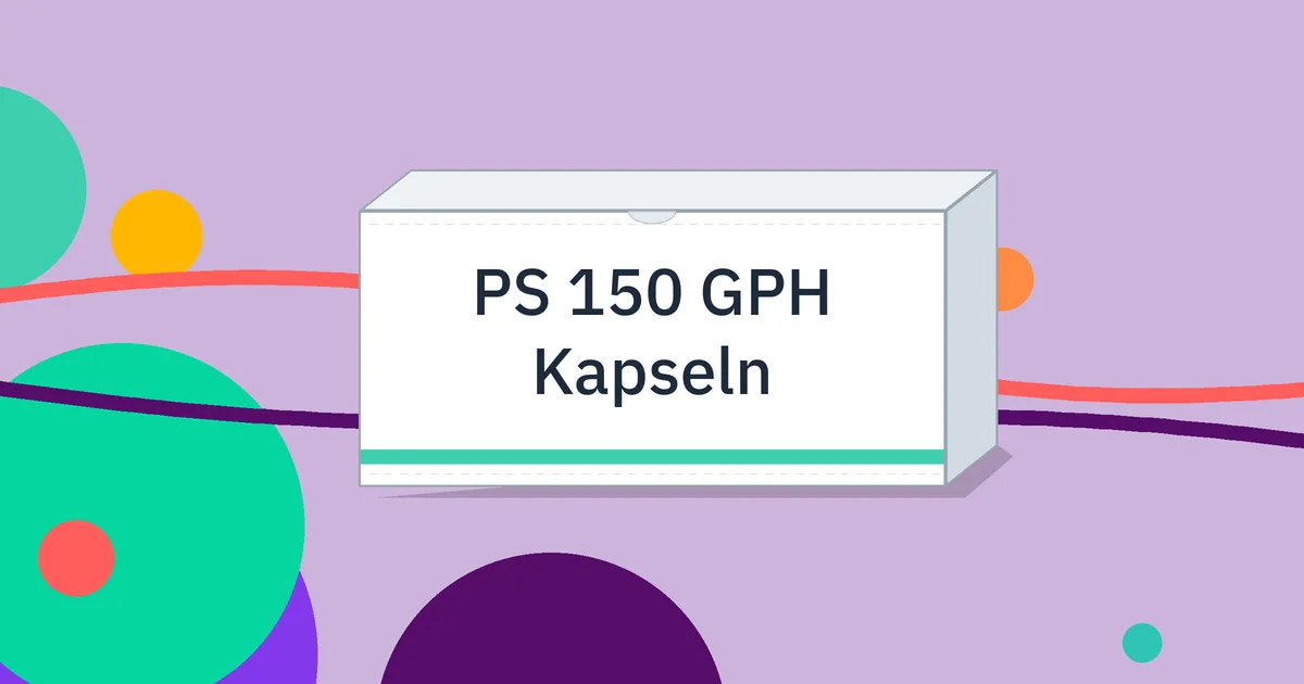 Symbolbild: Packung mit der Aufschrift PS 150 GPH Kapseln (PZN 09323526) – Verfügbarkeit und Bezug in Apotheken in Frankfurt am Main