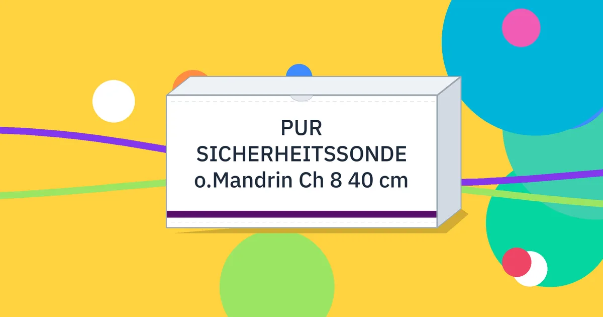Symbolbild: Packung mit der Aufschrift PUR SICHERHEITSSONDE o.Mandrin Ch 8 40 cm (PZN 13229980) – Verfügbarkeit und Bezug in Apotheken in Frankfurt am Main