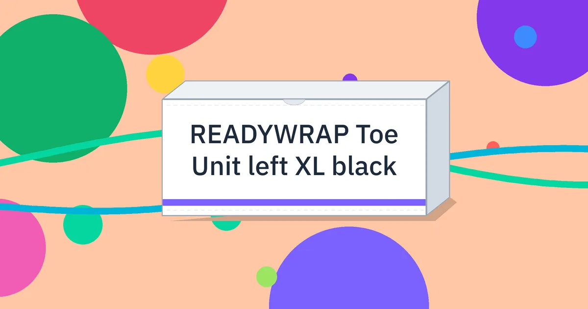 Symbolbild: Packung mit der Aufschrift READYWRAP Toe Unit left XL black (PZN 16566146) – Verfügbarkeit und Bezug in Apotheken in Frankfurt am Main