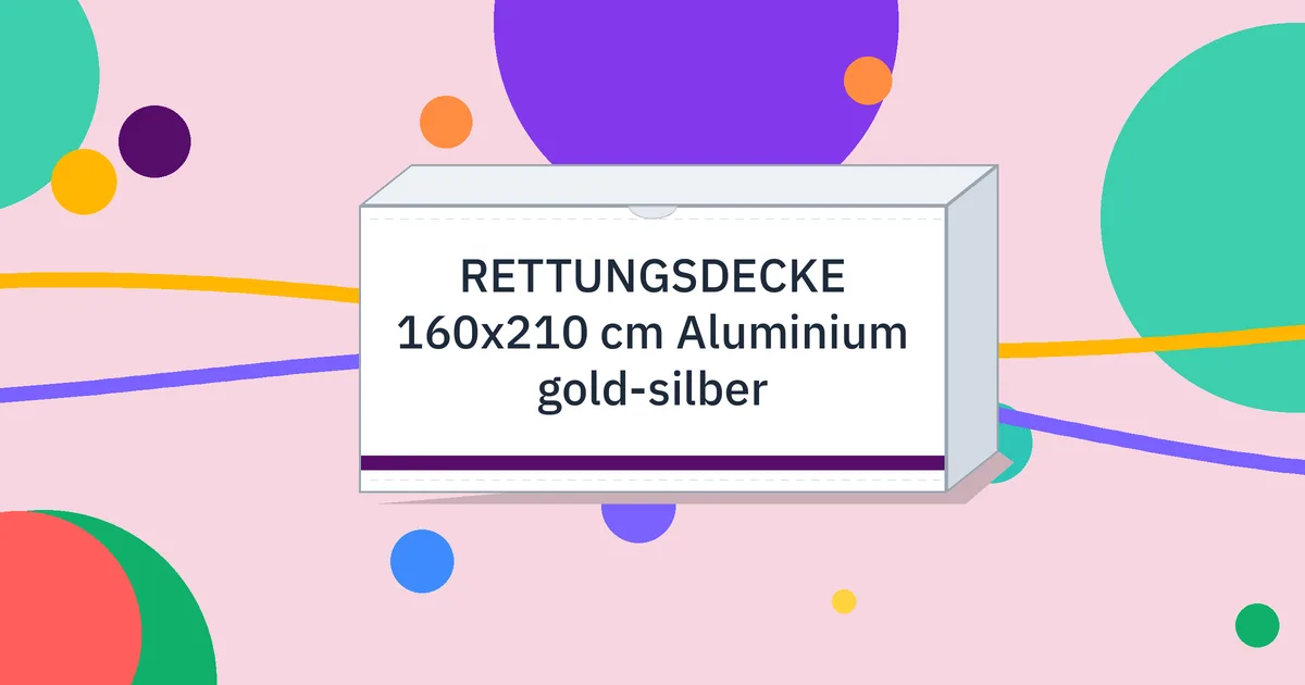 Symbolbild: Packung mit der Aufschrift RETTUNGSDECKE 160x210 cm Aluminium gold-silber (PZN 20607218) – Verfügbarkeit und Bezug in Apotheken in Frankfurt am Main