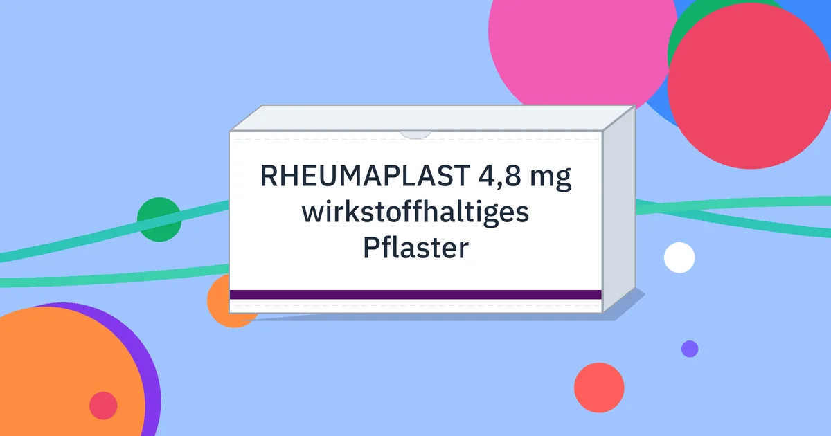 Symbolbild: Packung mit der Aufschrift RHEUMAPLAST 4,8 mg wirkstoffhaltiges Pflaster (PZN 04010194) – Verfügbarkeit und Bezug in Apotheken in Frankfurt am Main